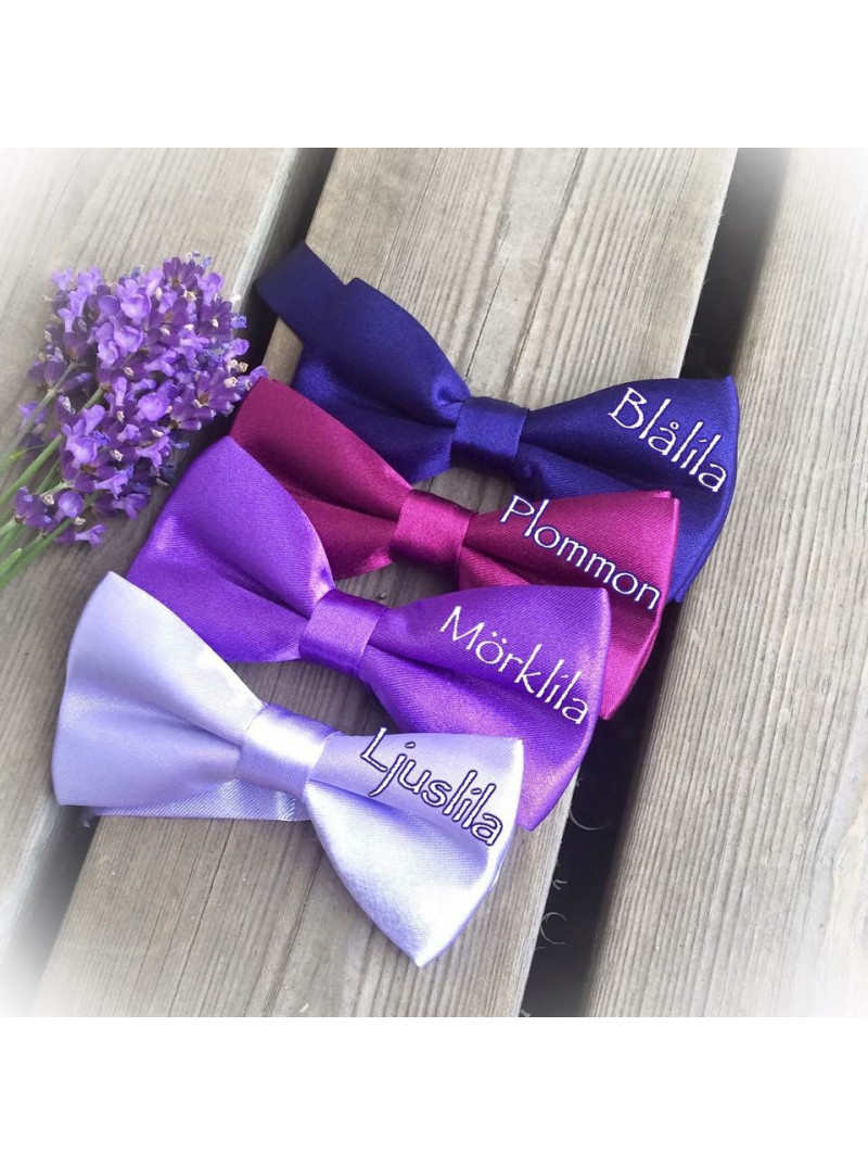 Mörklila Fluga - Barn & Herr samt matchande näsduk - Matcha far och son